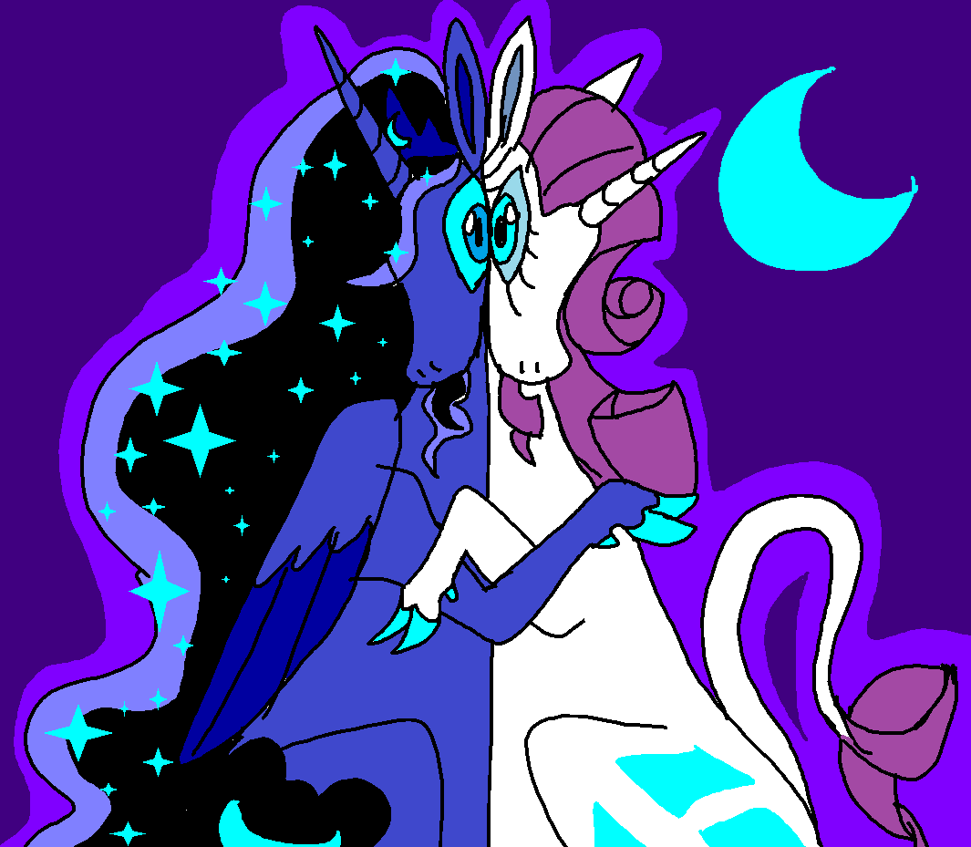 #3170474 - safe, artist:devilbunzz, princess luna, rarity, alicorn ...