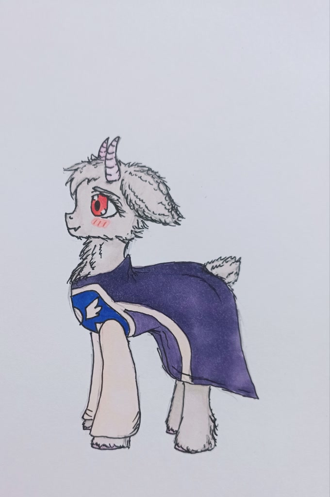 #3171271 - safe, artist:mettaton, goat, pony, clothes, ear fluff, high ...