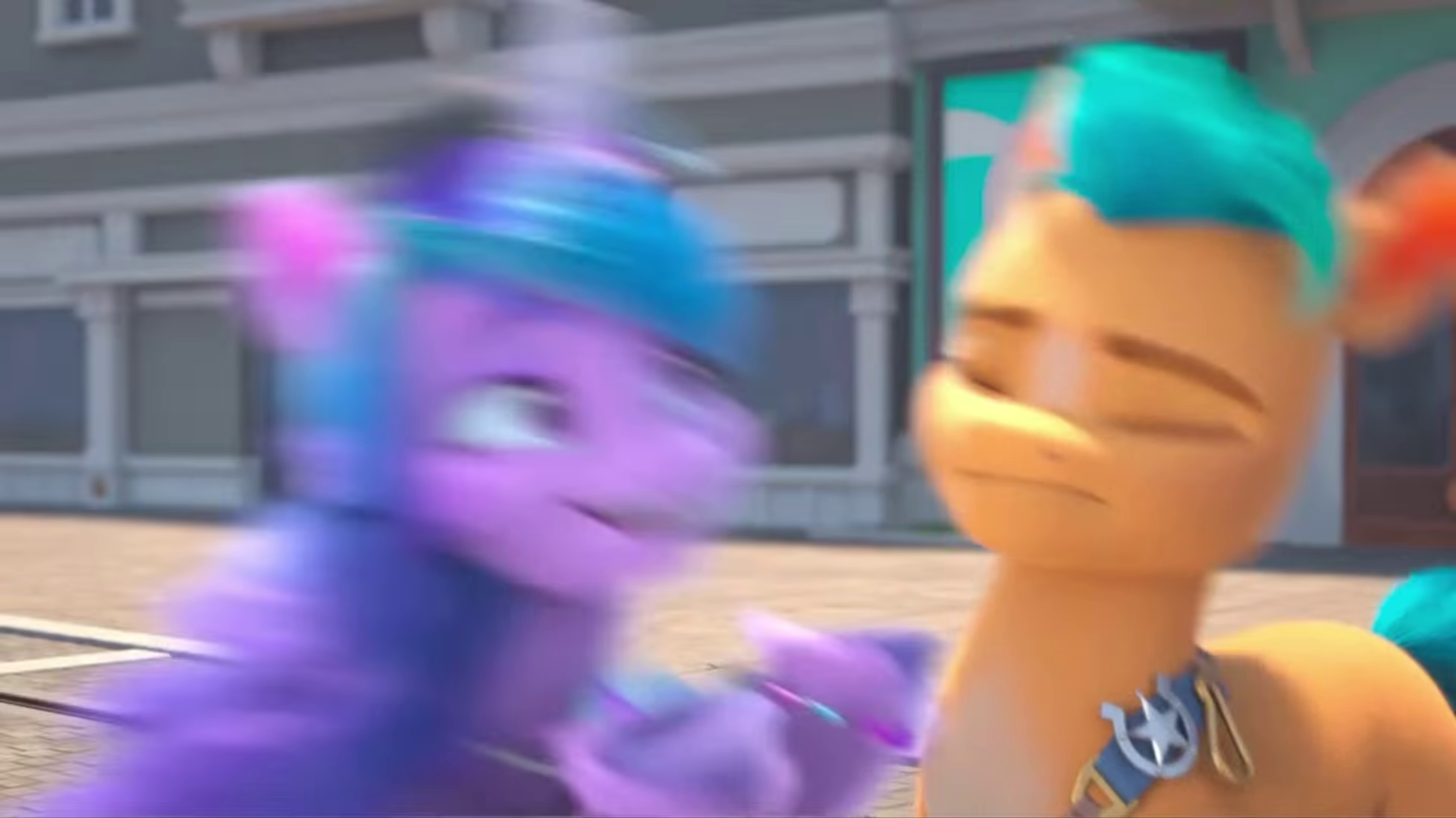 #3156551 - safe, screencap, hitch trailblazer, izzy moonbow, pipp petals, sparky sparkeroni ...