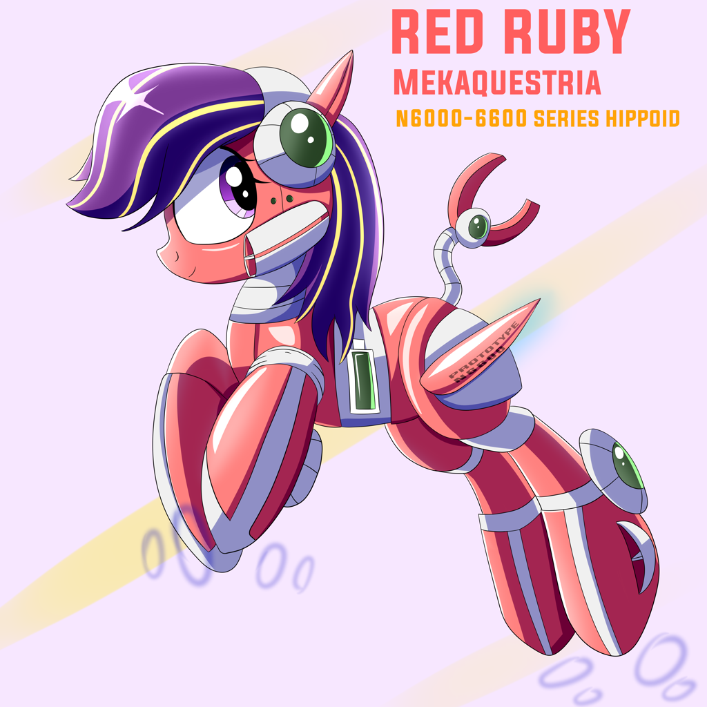 #3173277 - safe, artist:trackheadtherobopony, oc, oc:red ruby, pony ...