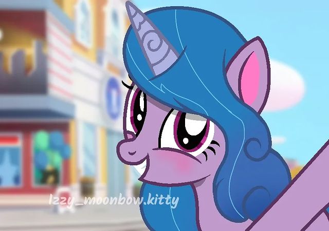 #3173869 - safe, artist:izzy_moonbow.kitty, izzy moonbow, pony, unicorn, g4, g5, blushing ...