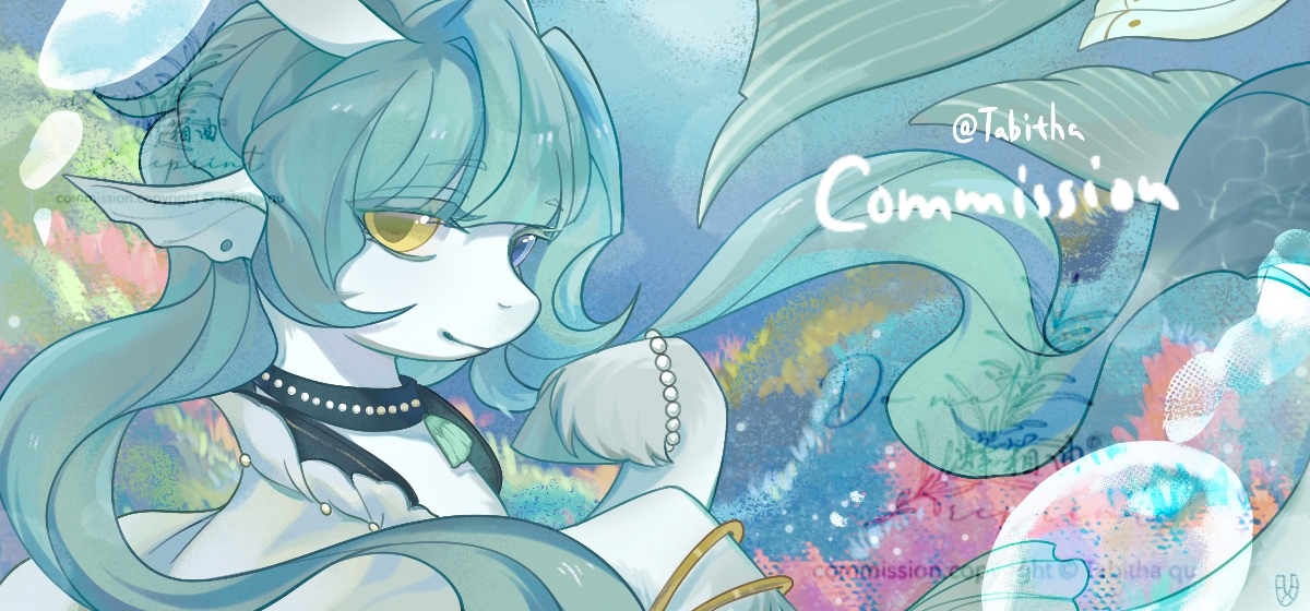 #3173910 - safe, artist:tabithaqu, oc, oc only, hybrid, merpony ...