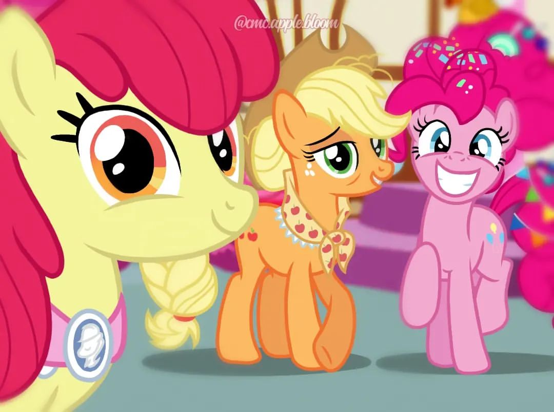 #3157163 - safe, artist:cmc.apple.bloom, apple bloom, applejack, pinkie ...