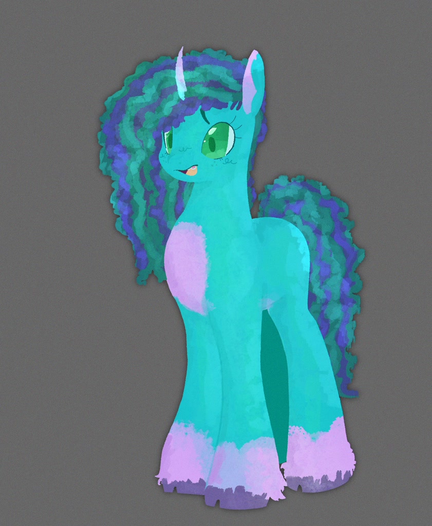 #3159799 - safe, artist:ombnom, misty brightdawn, pony, unicorn, g5, gray background, simple ...