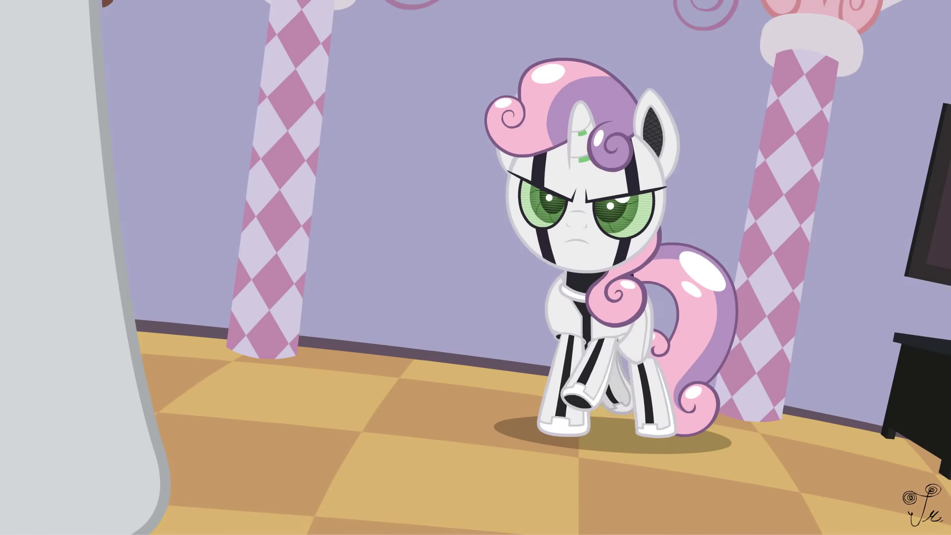 #3174224 - safe, artist:facelessjr, edit, rarity, sweetie belle, gynoid ...