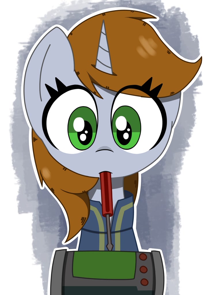 #3180445 - safe, artist:pizzahutjapan, oc, oc:littlepip, pony, unicorn ...