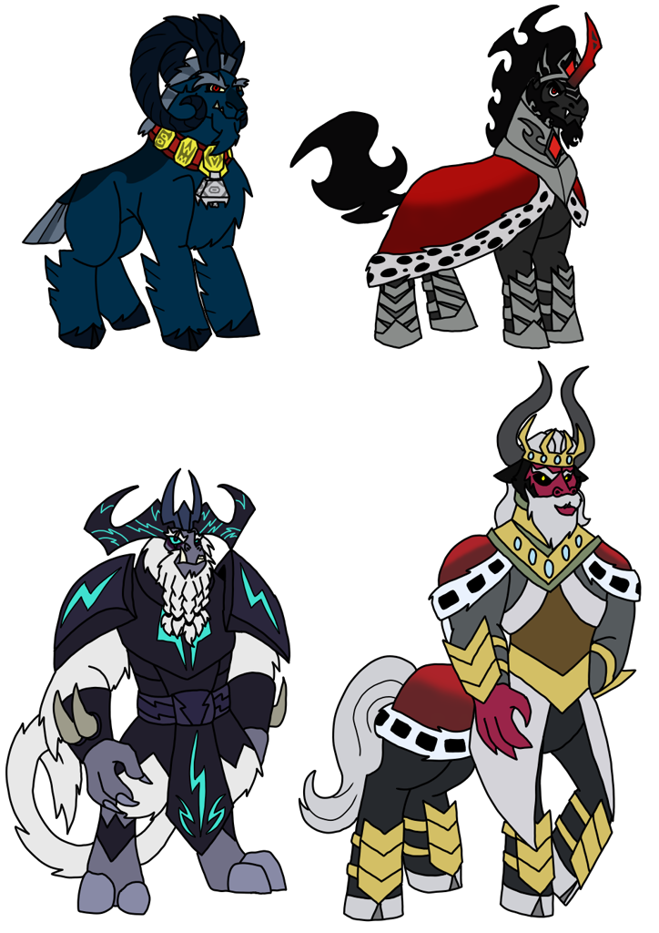 #3180566 - safe, artist:zetikoopa, king vorak, centaur, goat, pony ...