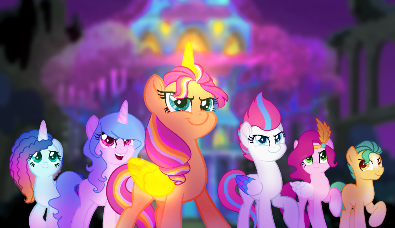 #3181026 - safe, artist:angellight-bases, artist:jaanhavi, hitch trailblazer, izzy moonbow ...