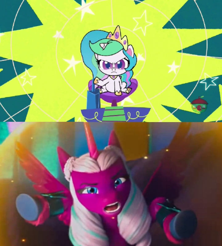 #3184461 - safe, edit, edited screencap, screencap, opaline arcana, princess celestia, alicorn ...