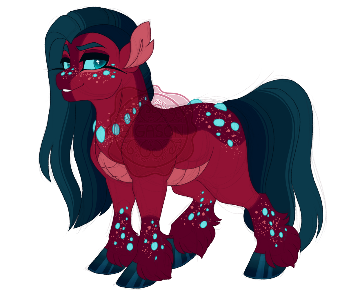 #3186550 - safe, artist:gigason, oc, oc only, oc:cydia, changepony, hybrid, blue sclera, coat ...
