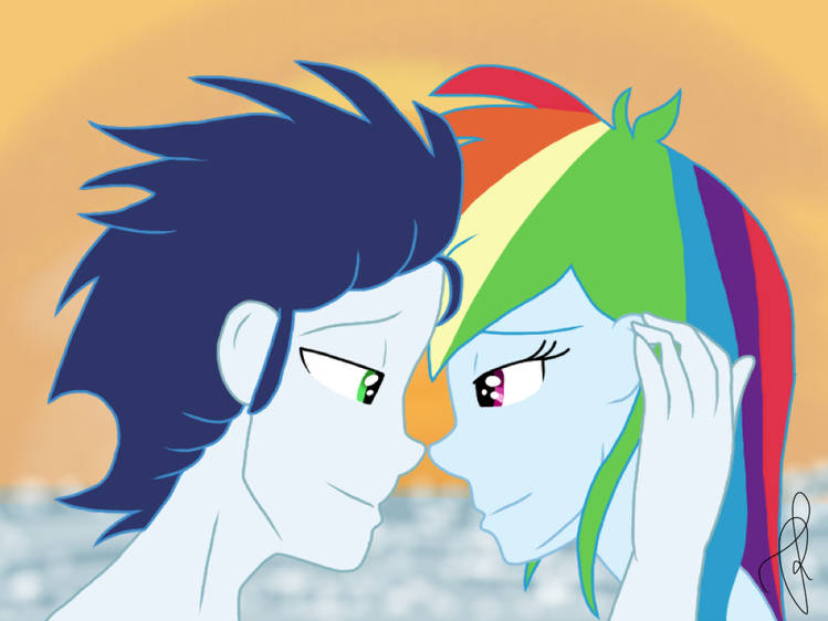#3191127 - safe, artist:ilaria122, rainbow dash, soarin', human ...