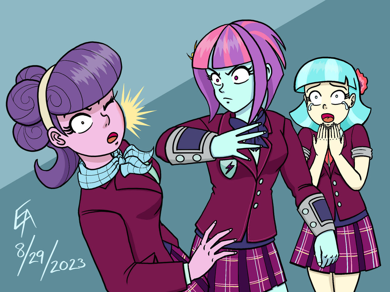 #3191510 - safe, artist:mayorlight, coco pommel, sunny flare, suri ...