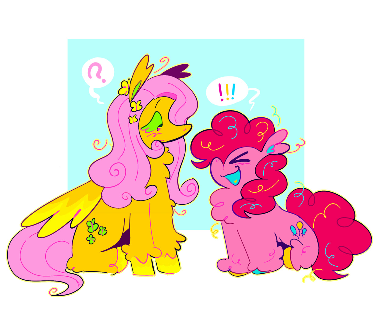 #3176090 - safe, artist:pankiepoo, fluttershy, pinkie pie, earth pony ...