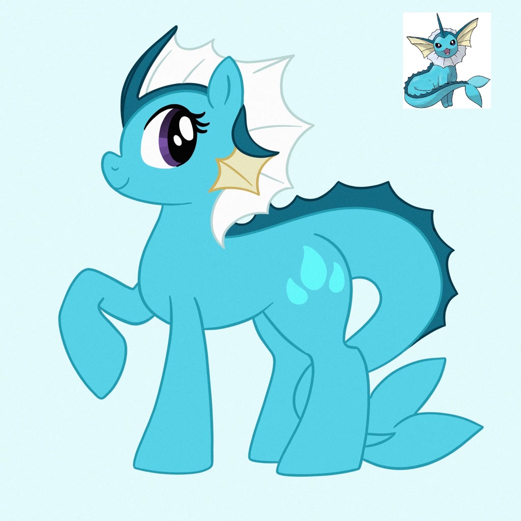#3178054 - safe, artist:mediocremare, poképony, pony, vaporeon, blue ...