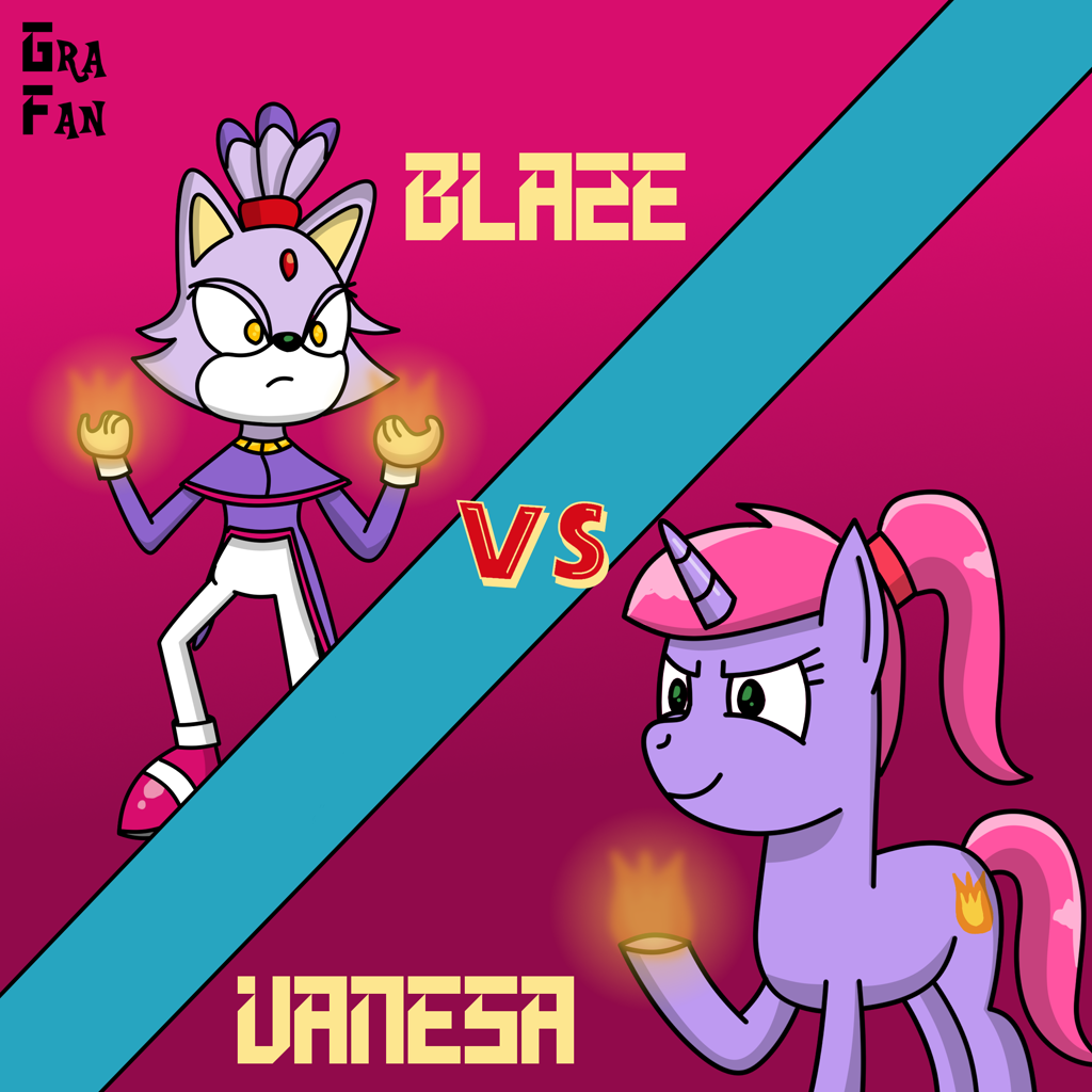 #3178171 - safe, artist:gradiusfanatic, oc, oc:vanesa, cat, pony, unicorn, blaze the cat ...