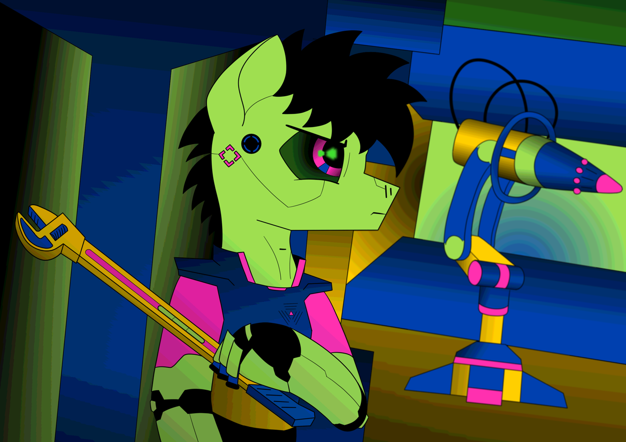 #3178676 - safe, artist:zocidem, oc, oc only, oc:wrench, cyborg, earth ...