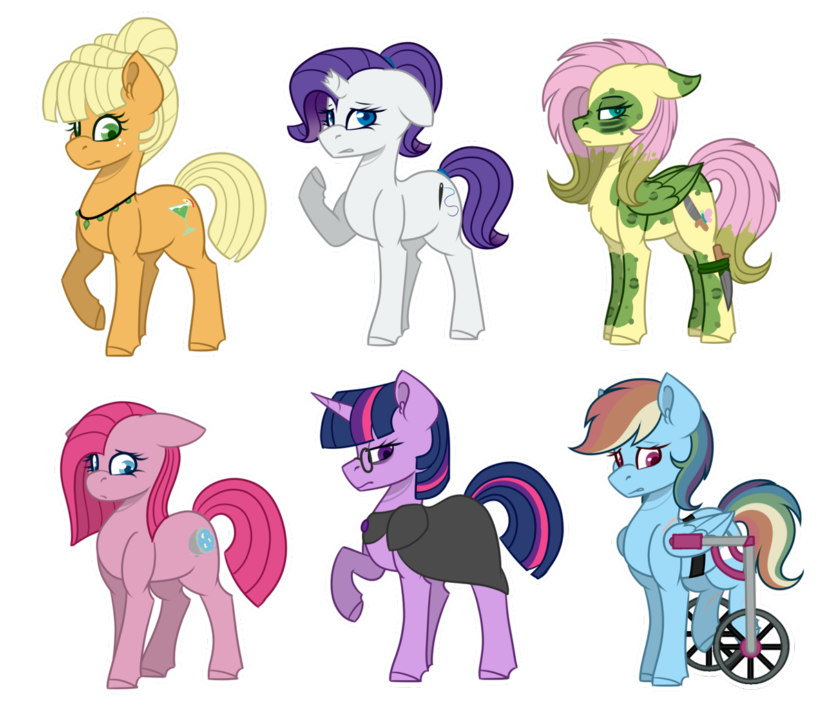 #3200309 - safe, artist:blacklight-fox, applejack, fluttershy, pinkie ...