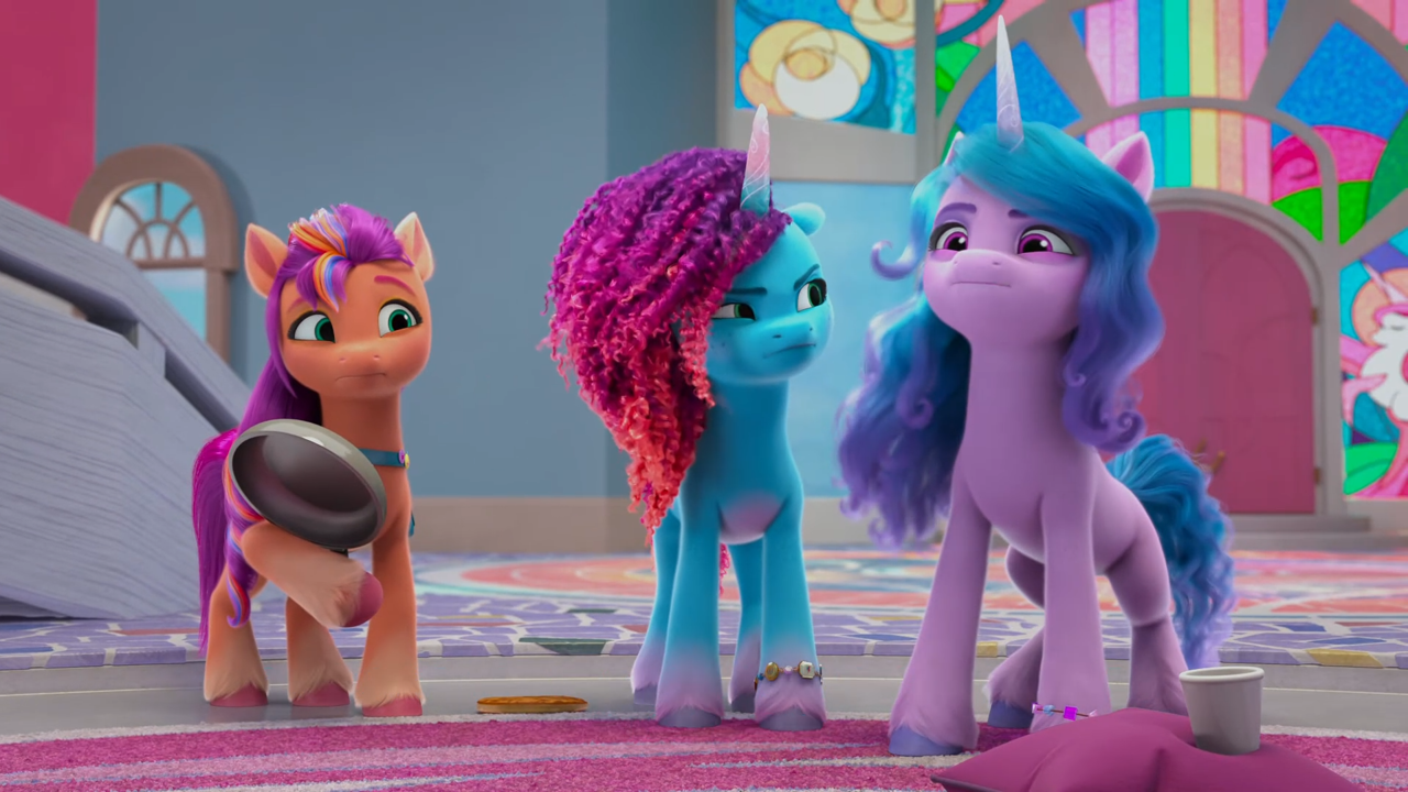 #3203043 - safe, screencap, izzy moonbow, misty brightdawn, sunny starscout, earth pony, pony ...