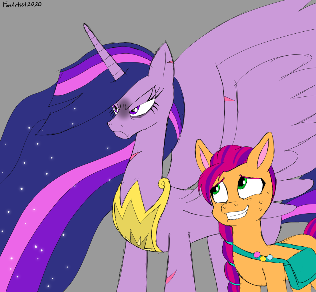 #3203235 - safe, artist:fanartist2020, sunny starscout, twilight sparkle, alicorn, earth pony ...