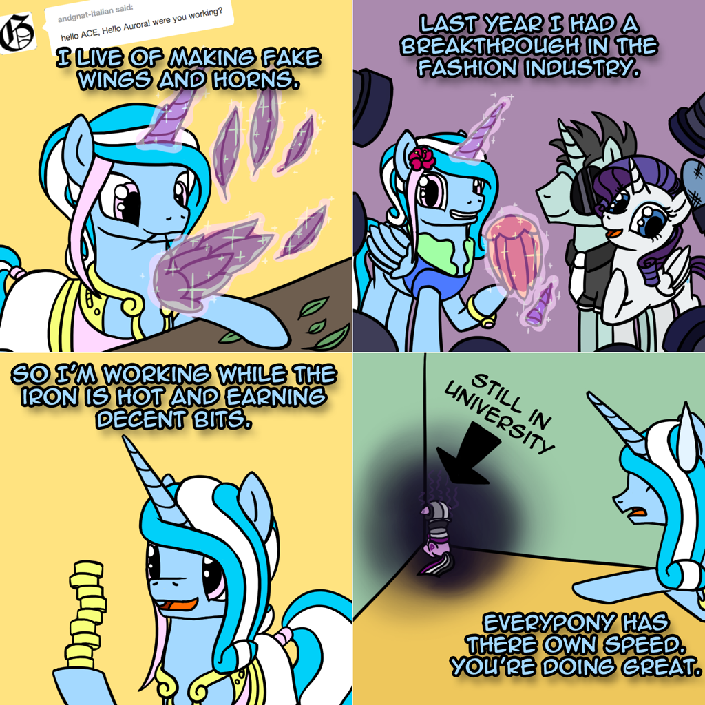 #3203902 - safe, artist:thedragenda, neon lights, rarity, rising star, oc, oc:ace, oc:aurora ...