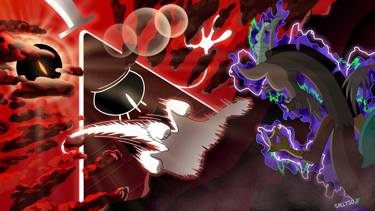 #3203921 - safe, artist:sallyso, discord, draconequus, g4, bill cipher ...