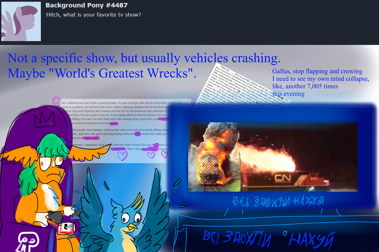 #3206391 - safe, artist:horsesplease, gallus, hitch trailblazer, earth ...