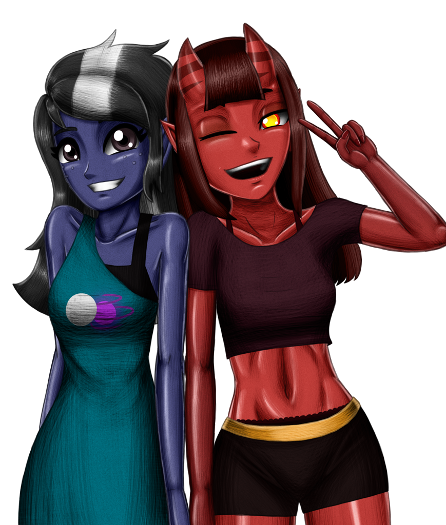 #3206714 - safe, artist:artemis-polara, oc, oc only, oc:meru, oc:nebular eclipse, demon, human ...