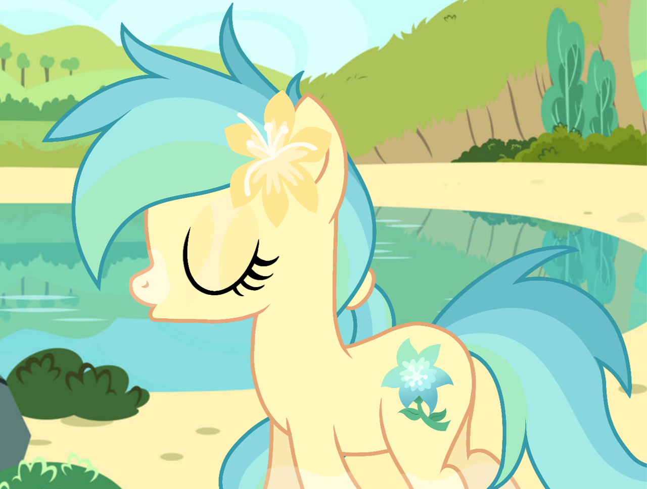 #3207811 - safe, artist:cstrawberrymilk, oc, oc:tropicana, earth pony, pony, g4, female, flower ...