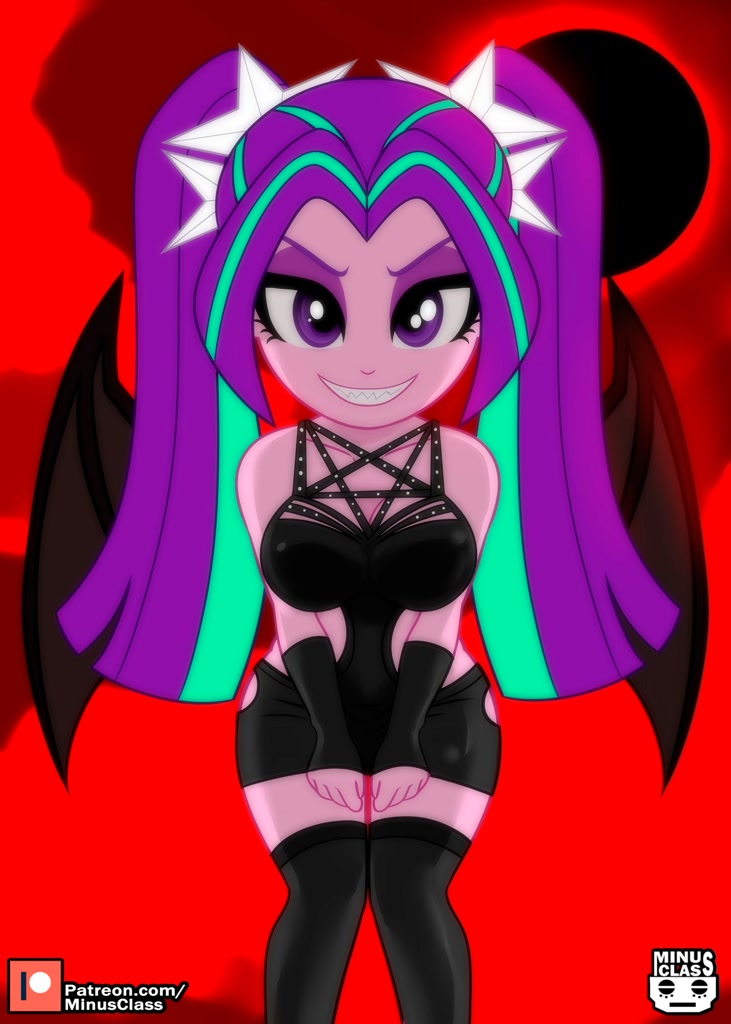 #3194054 - safe, artist:minusclass, aria blaze, human, succubus, equestria girls, g4 ...