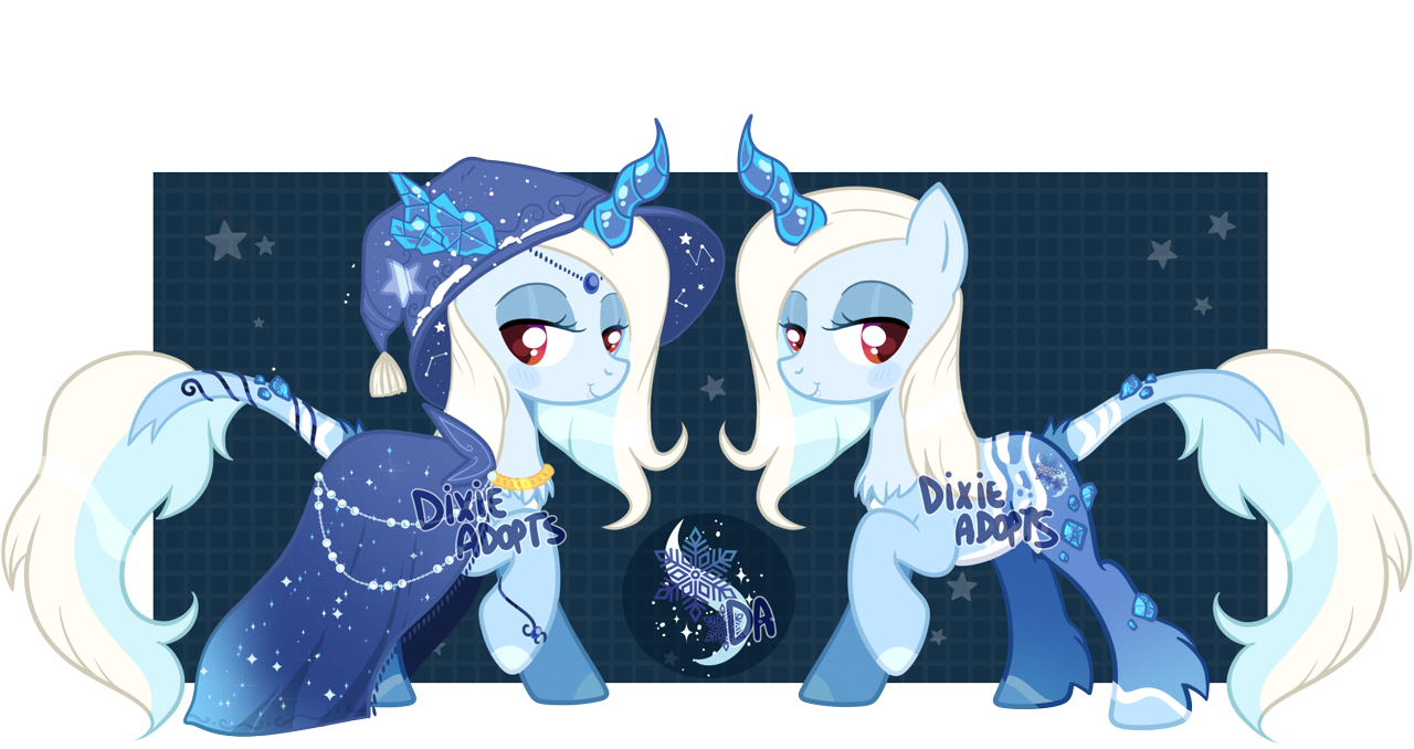 #3194204 - safe, artist:dixieadopts, oc, oc:frozen spell, hybrid, pony, unicorn, crystal horn ...