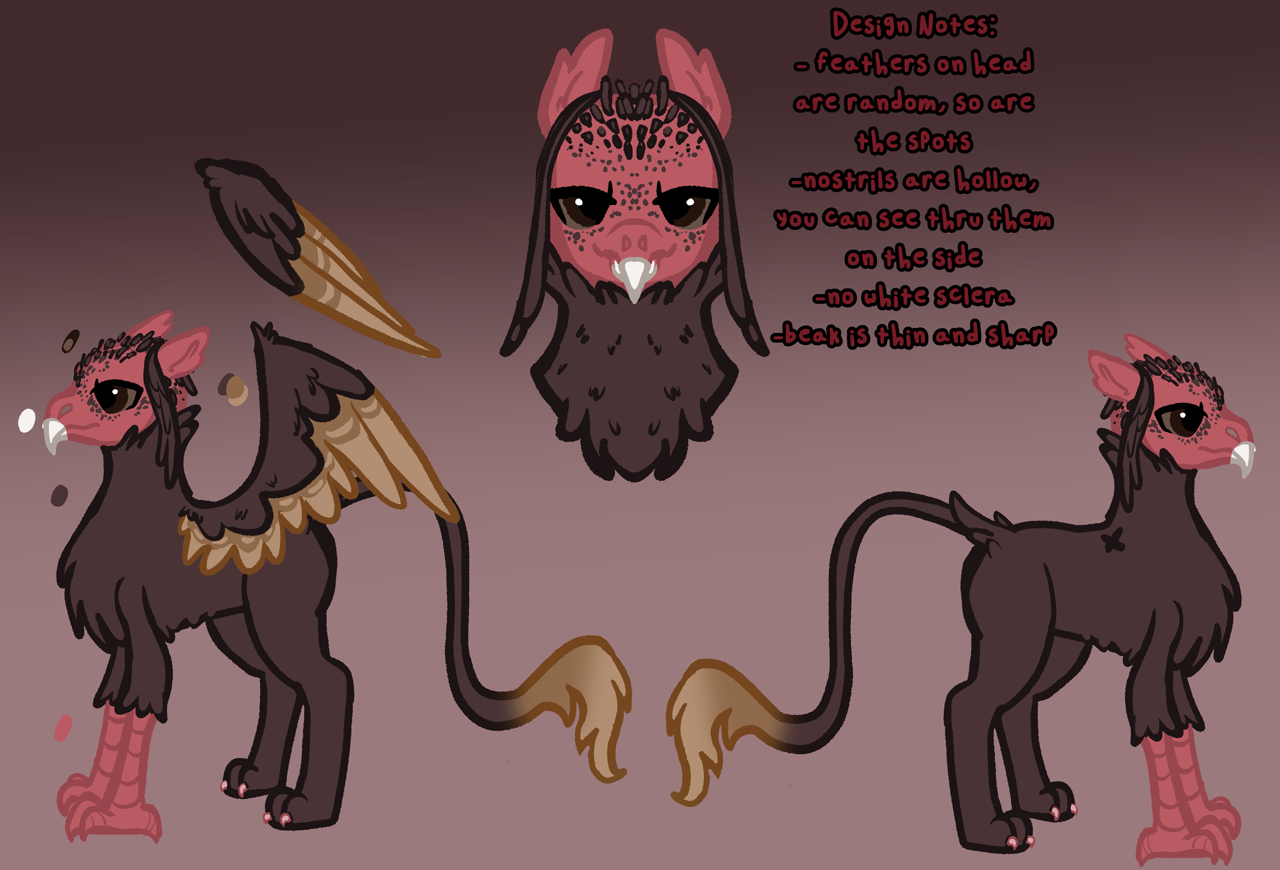 #3194248 - safe, artist:nootaz, oc, oc only, griffon, gradient background, griffon oc, reference ...