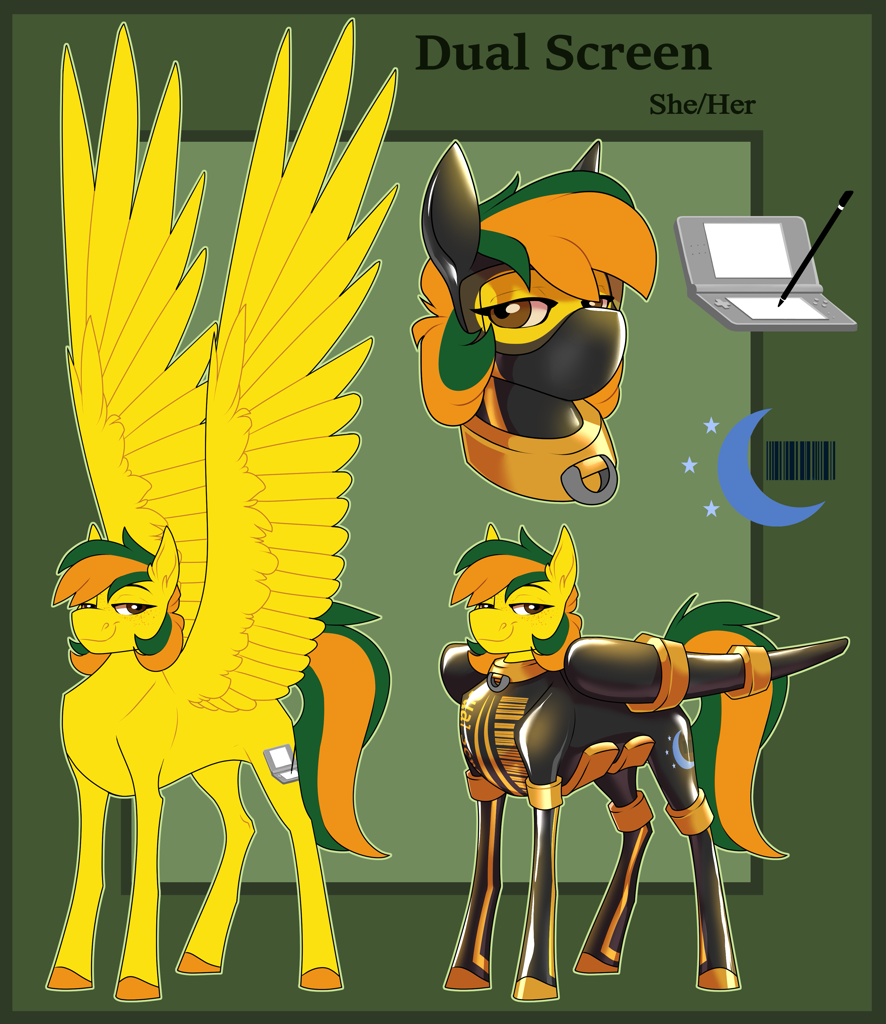 #3209728 - safe, artist:parrpitched, oc, oc:dual screen, pegasus, pony, concave belly ...