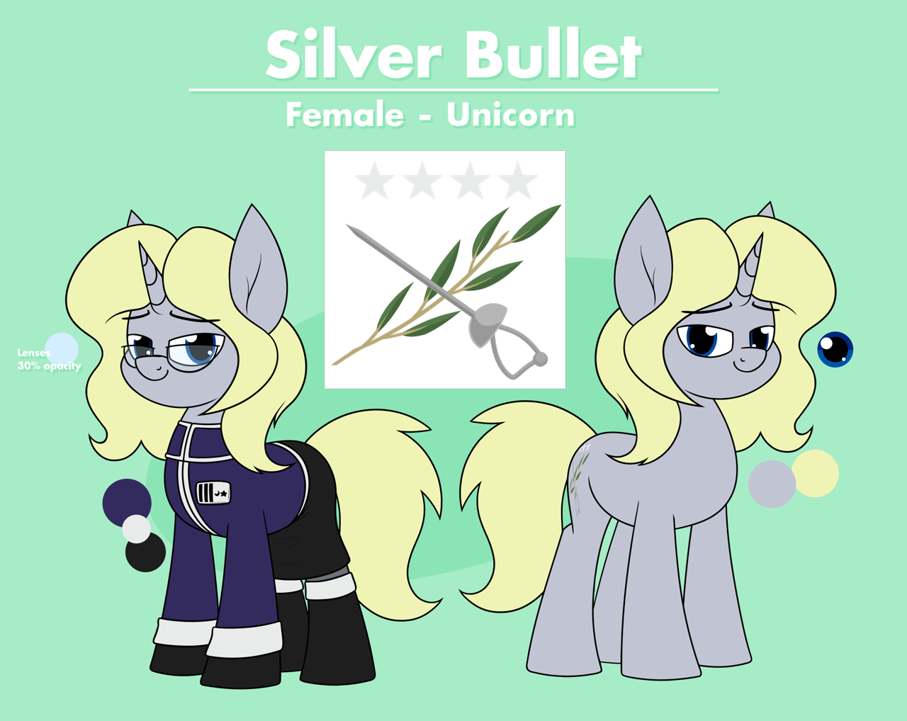 #3209789 - safe, artist:moonatik, oc, oc only, oc:silver bullet, pony, unicorn, clothes ...