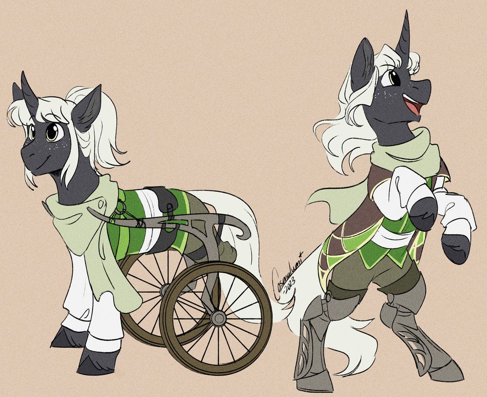 #3272679 - safe, artist:cosmalumi, oc, oc only, pony, unicorn, amputee ...