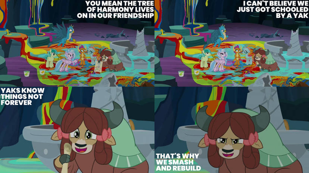 #3279172 - safe, edit, edited screencap, editor:quoterific, screencap, gallus, ocellus, sandbar ...