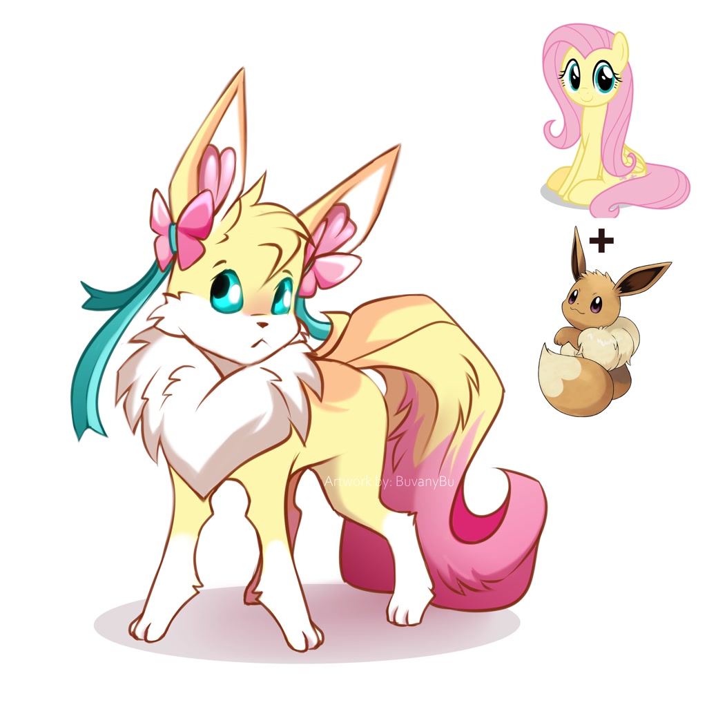 #3281988 - safe, artist:buvanybu, fluttershy, eevee, pegasus, pony, g4,