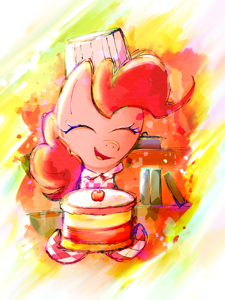 #3282328 - safe, artist:lydia, pinkie pie, pony, cake, food, open mouth ...