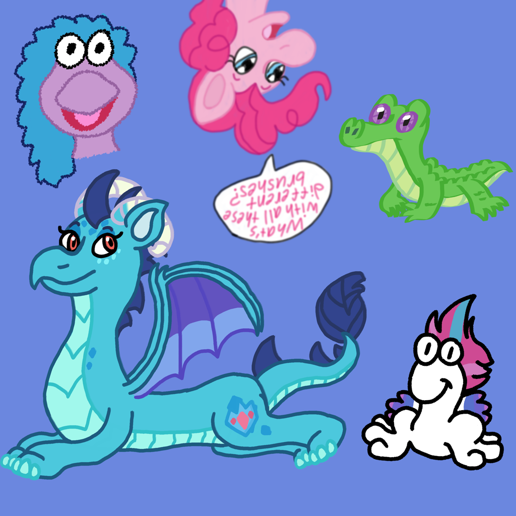 #3273302 - safe, artist:mintwhistle, gummy, izzy moonbow, pinkie pie ...