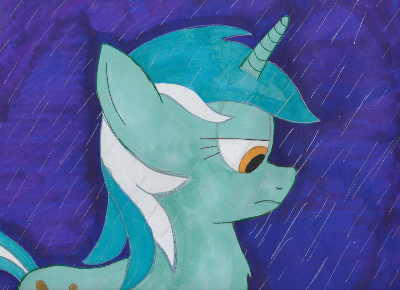 #3284294 - safe, artist:dhm, lyra heartstrings, pony, looking down ...