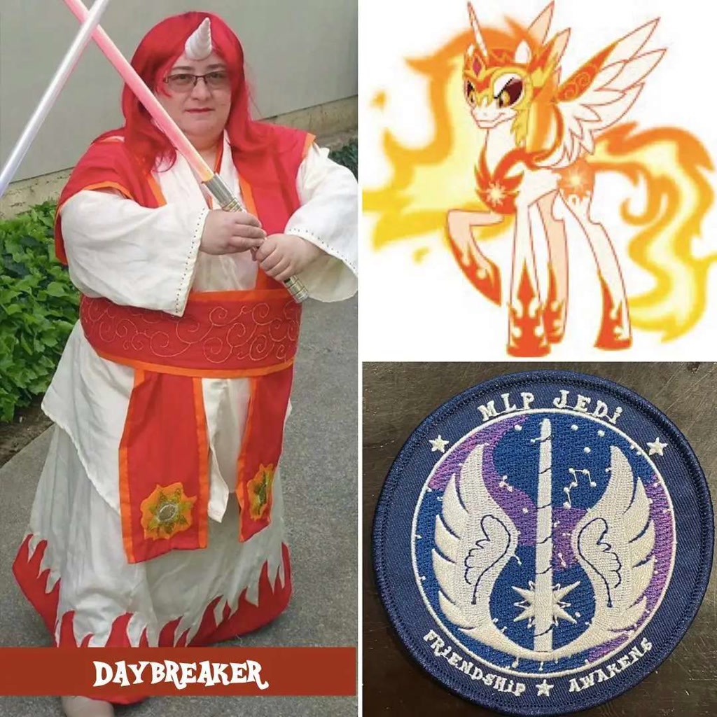 #3284911 - safe, artist:mlpjedi, daybreaker, alicorn, human, pony, g4, clothes, cosplay, costume ...