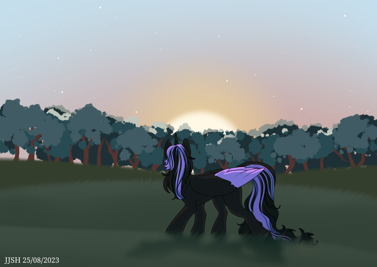 #3286432 - safe, artist:jjsh, oc, oc only, alicorn, pony, black fur ...