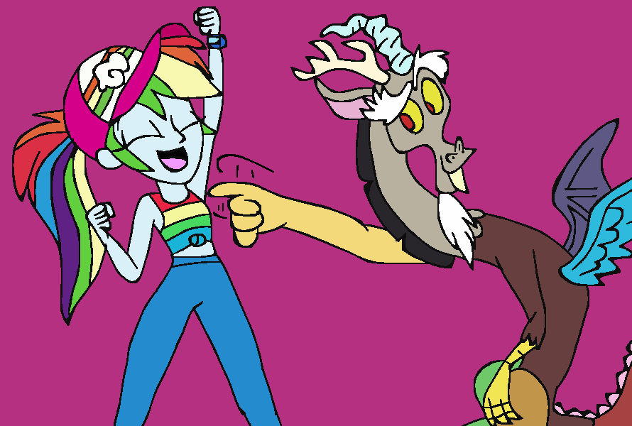 #3288382 - safe, artist:mojo1985, discord, rainbow dash, draconequus ...