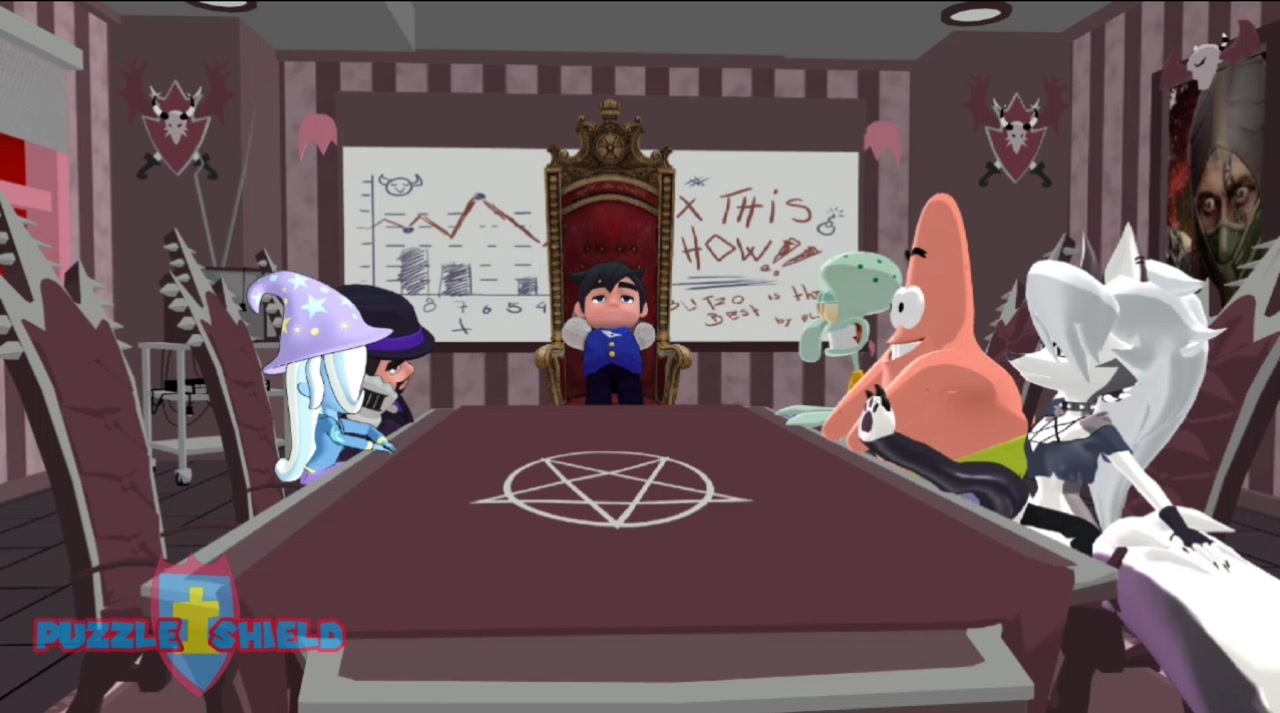 #3289545 - safe, artist:puzzlshield2, trixie, demon, hellhound, human, octopus, starfish, anthro ...