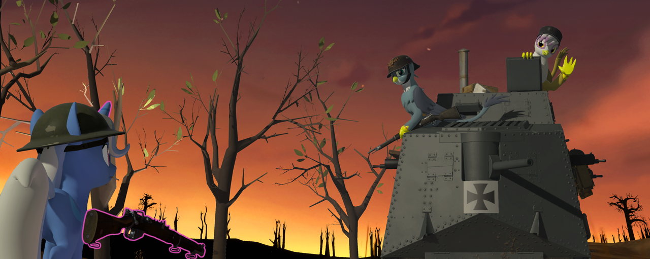 #3289776 - safe, artist:xafilah, gabby, gilda, trixie, griffon, pony ...