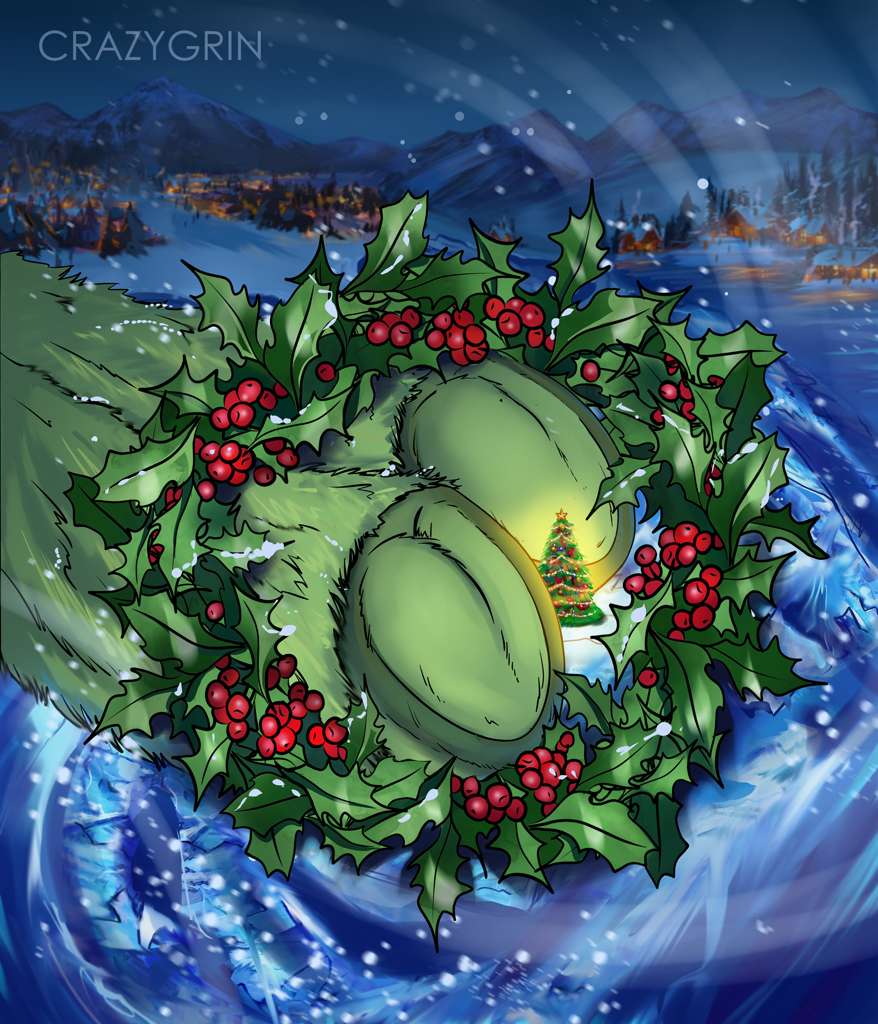 #3290021 - suggestive, artist:crazygrin, oc, oc:light touch, christmas ...