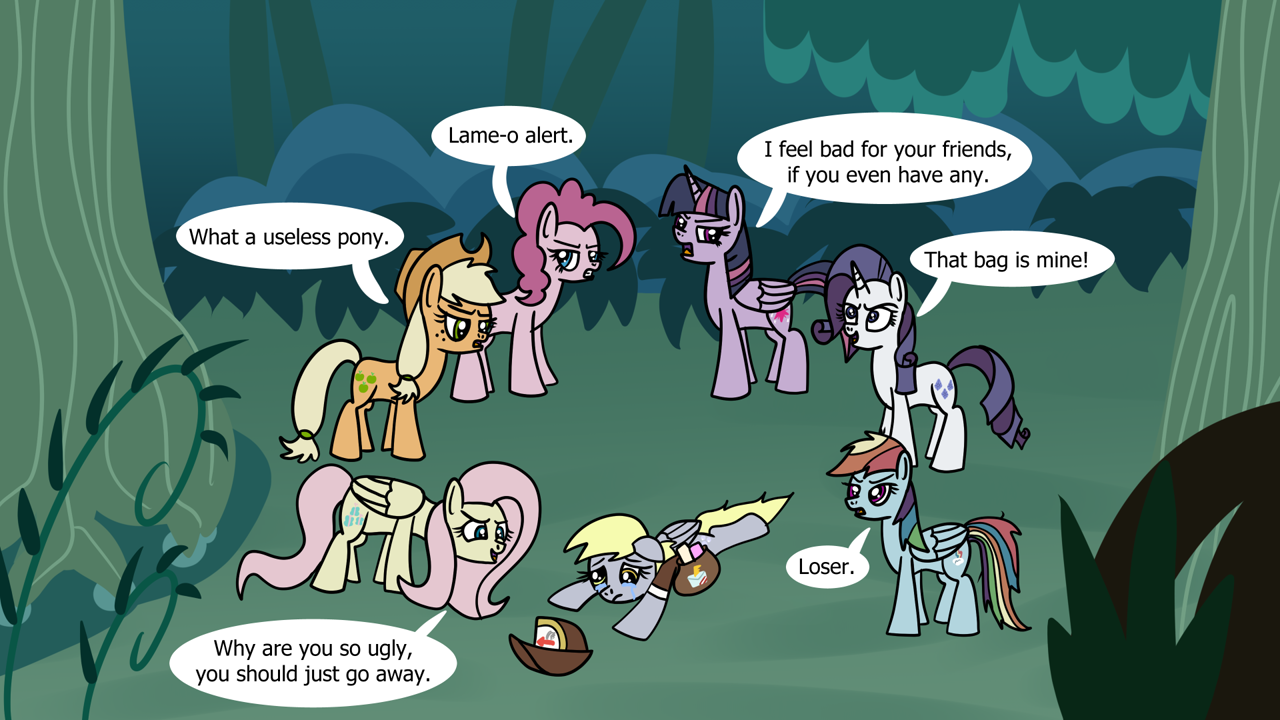 #3276264 - safe, artist:platinumdrop, derpy hooves, mean applejack ...