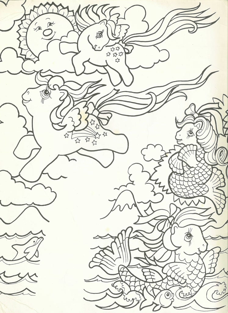 #3276725 - safe, dolphin, merpony, pegasus, pony, g1, coloring page ...