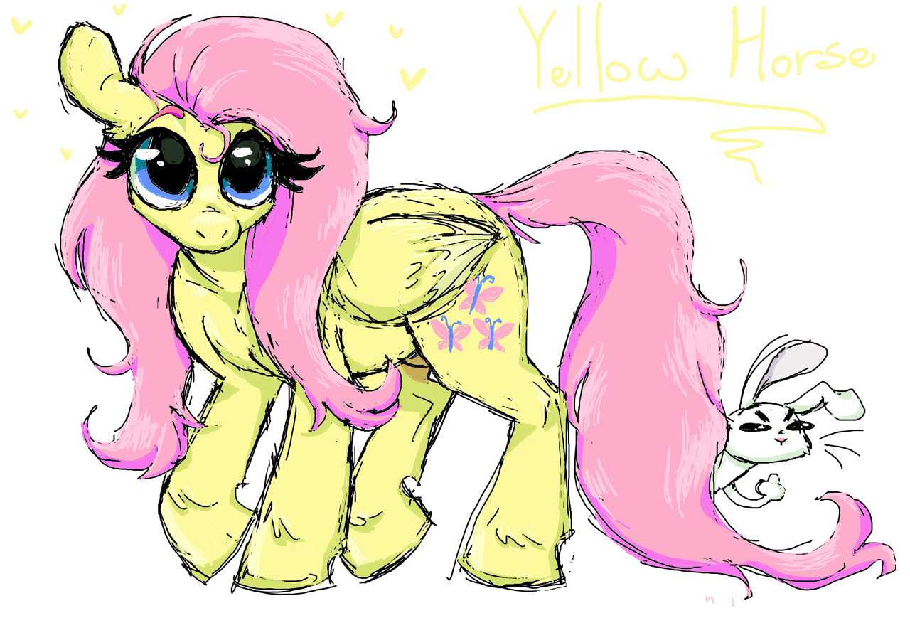 #3276818 - safe, artist:imani, angel bunny, fluttershy, pegasus, pony ...