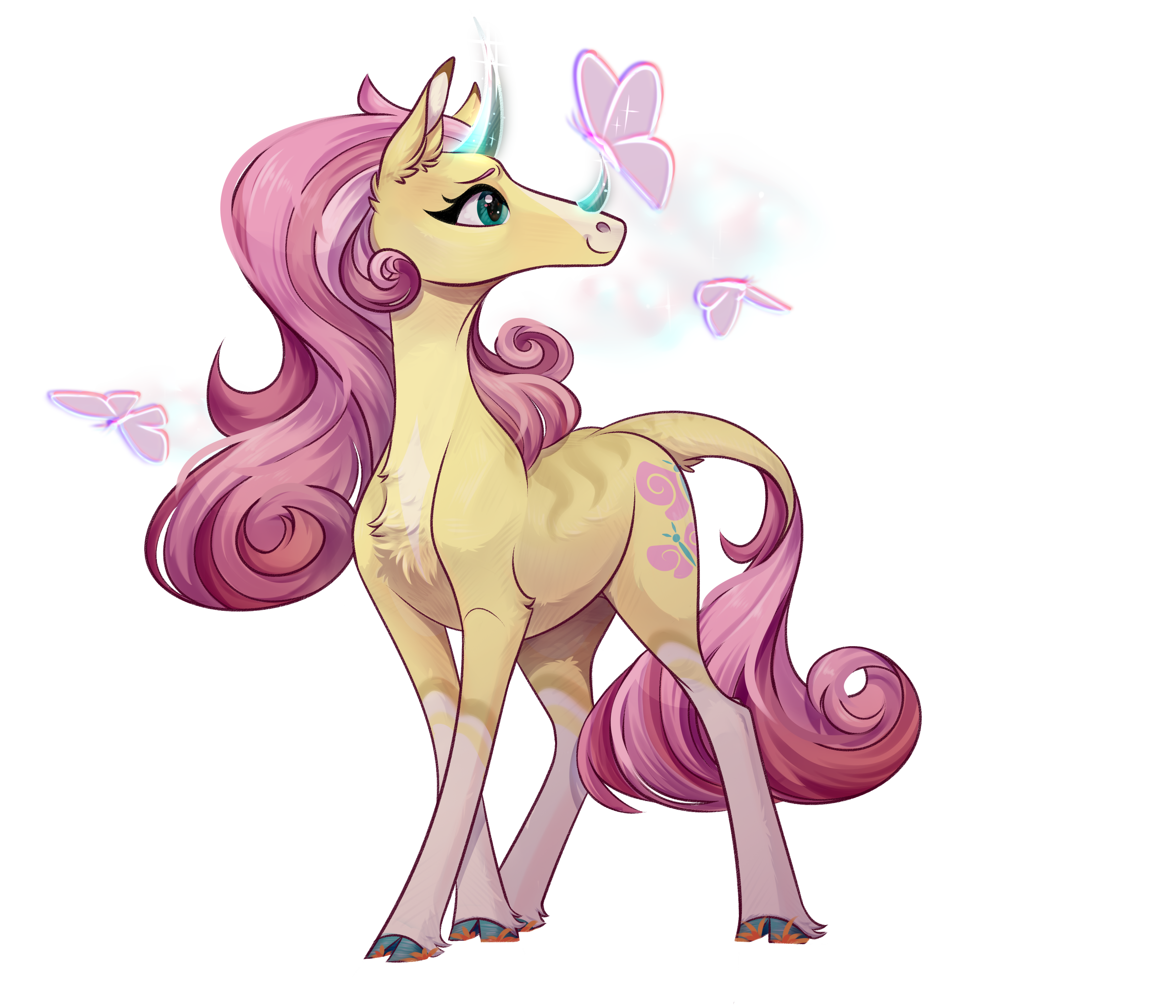 #3461218 - safe, artist:silverfir, fluttershy, abada, butterfly ...