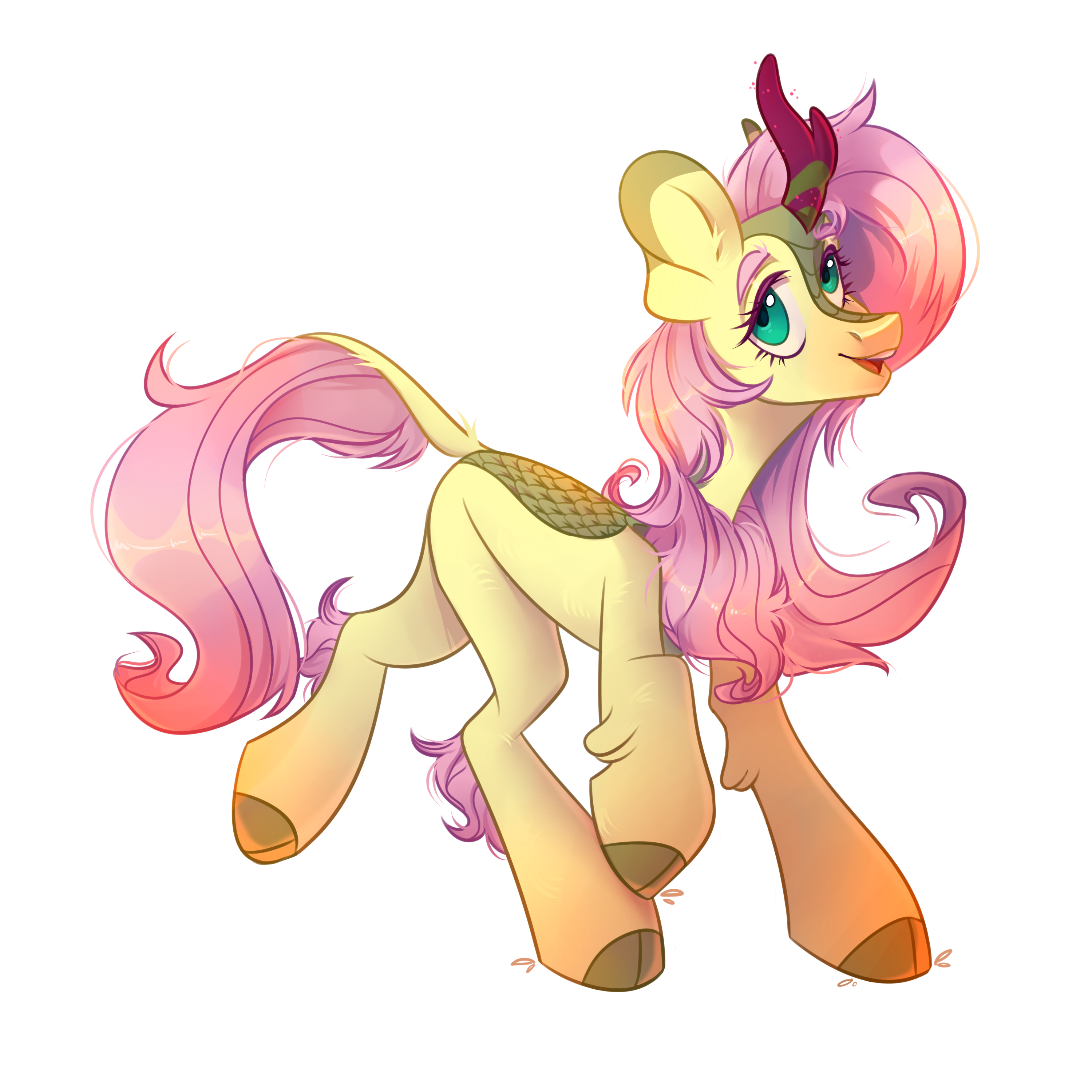 #3461231 - safe, artist:k0potb, fluttershy, kirin, original species ...